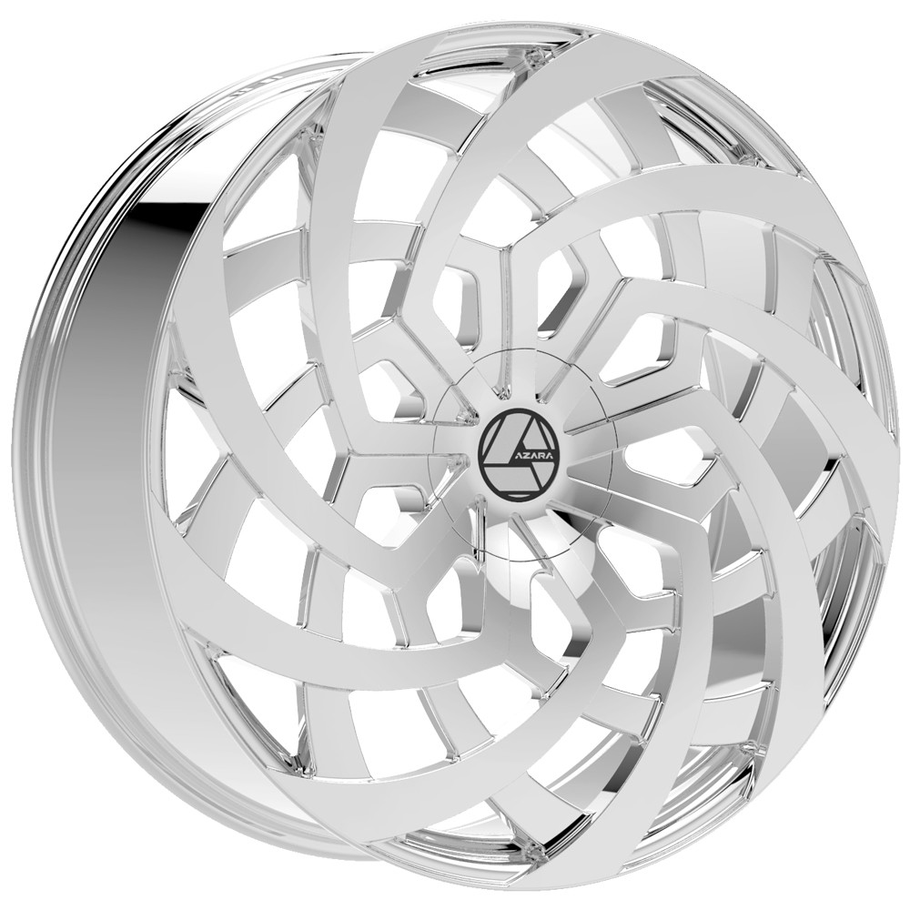 (Set of 4) Azara AZA-521 22x8.5 5x4.5"/5x120 +38mm Nano Chrome Wheels ...