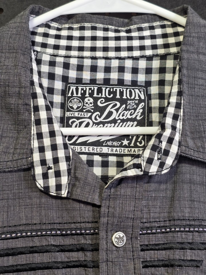 Affliction Black Premium Button Up Shirt Mens 2XL | eBay