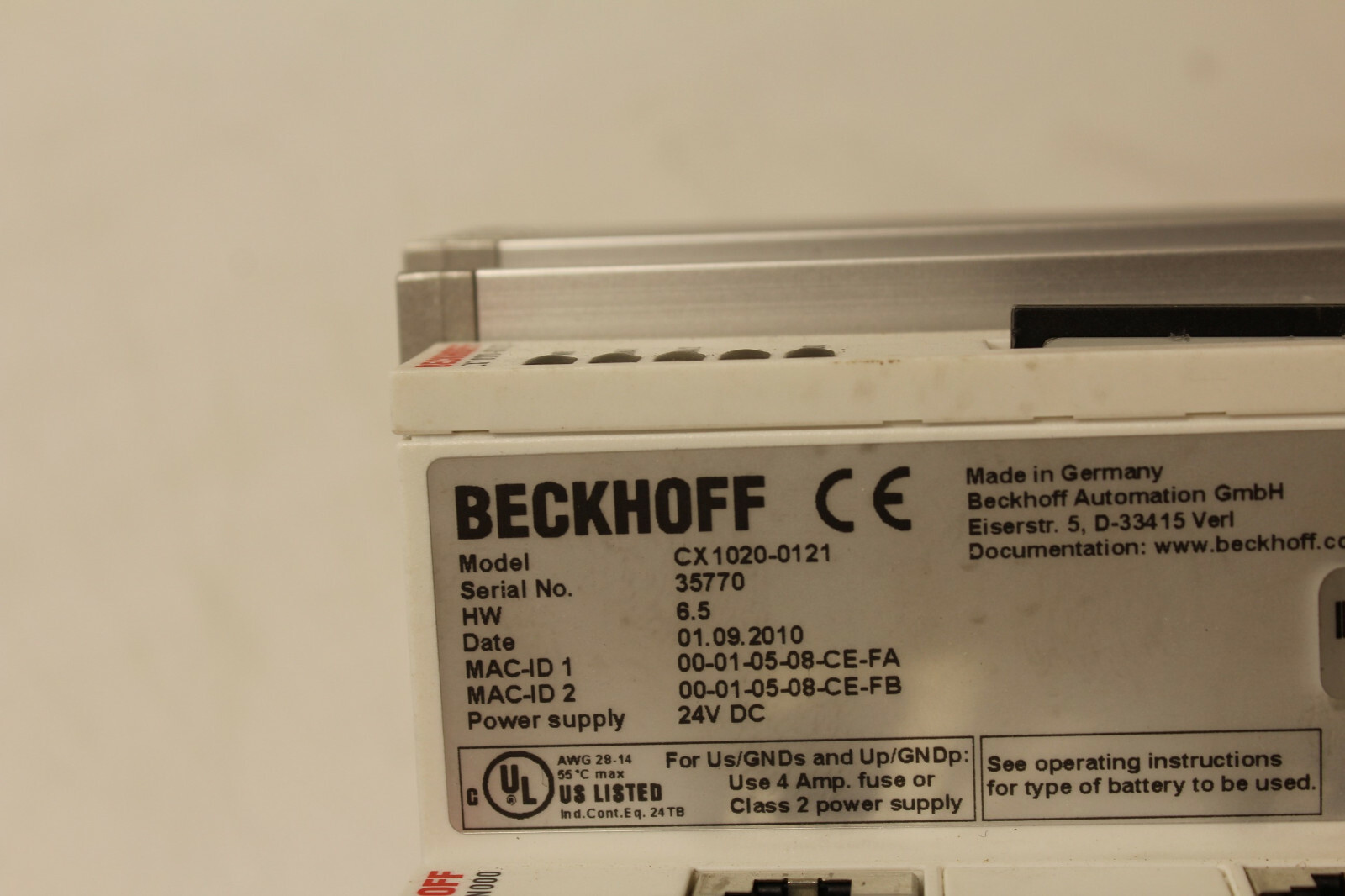Beckhoff CX1020-0121 Processor with 1GB | eBay UK