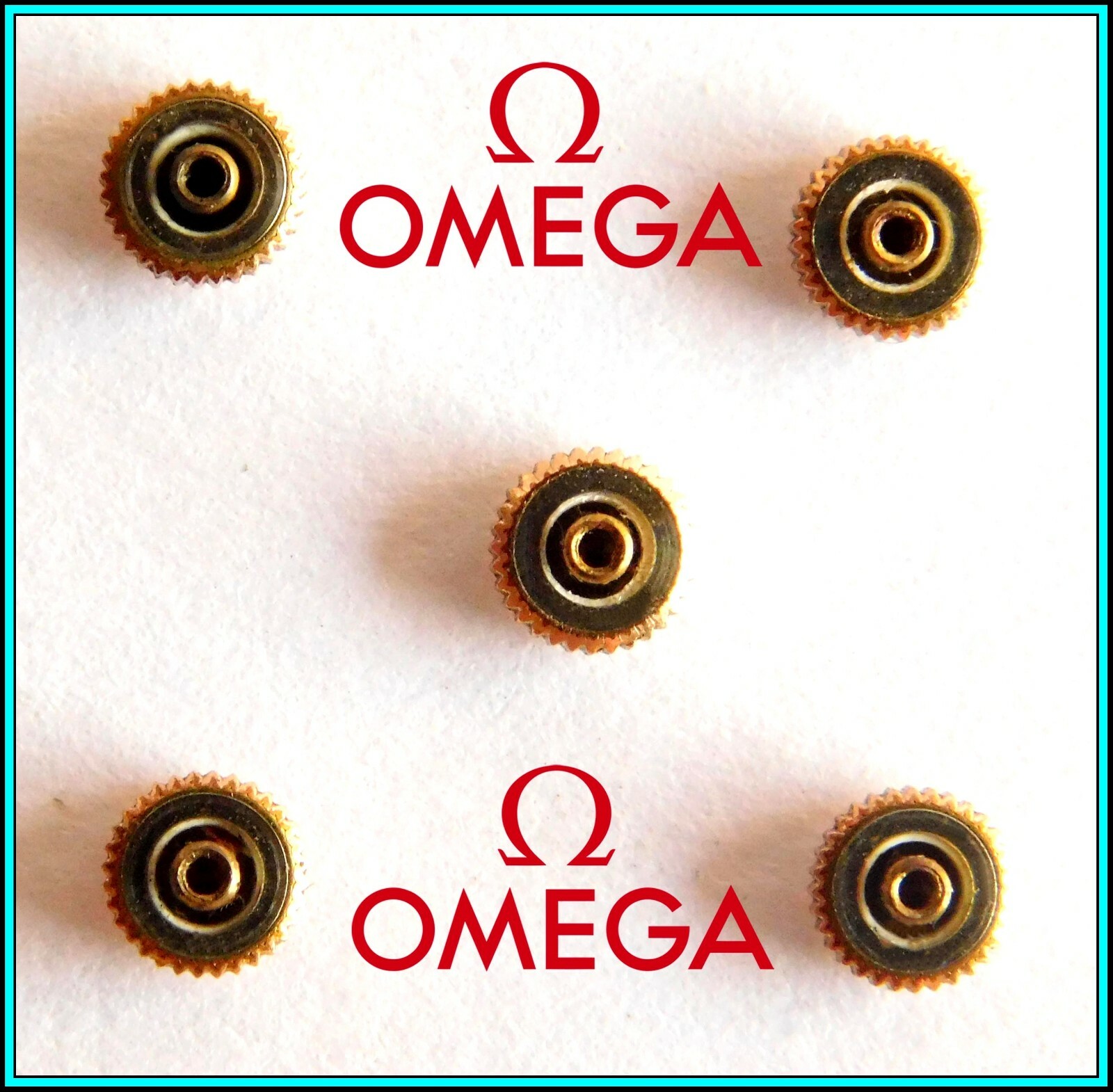 5 (five) Original OMEGA Watch Crowns GOLD PLATED - N.O.S. - 4.10 mm ...