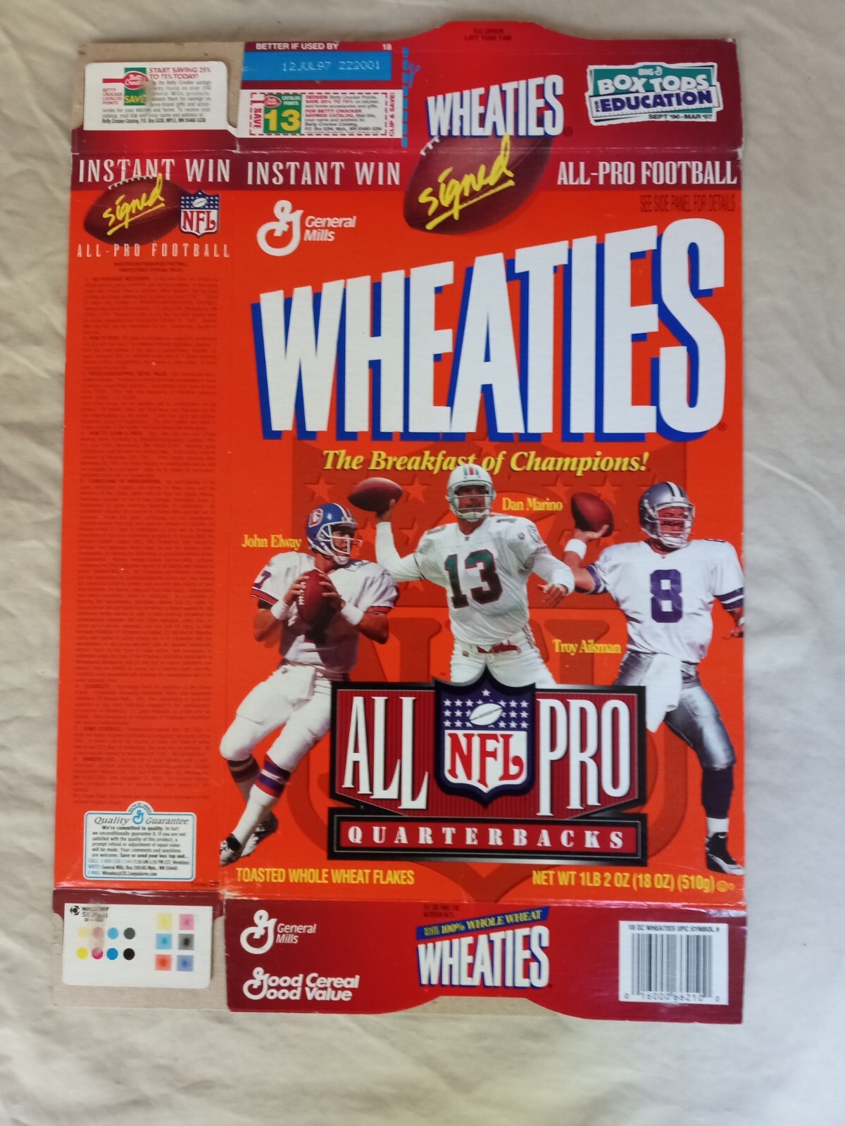Wheaties 1996 NFL ALL-PRO Flat Boxes Running Backs, QB’s, WRs. Jerry ...