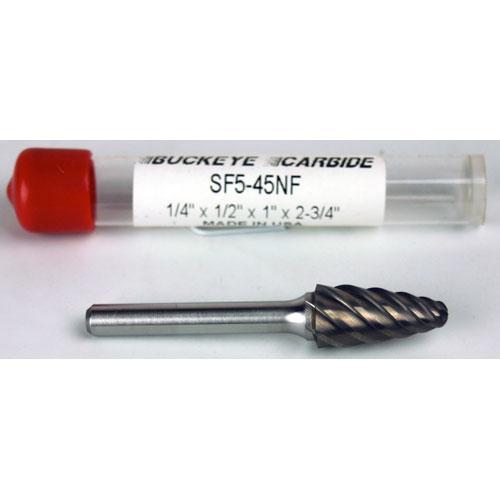 Carbide Burr (SF5-45NF) Round Nose Tree - Fast Spiral Cut - 1/4 x 1/2 x ...