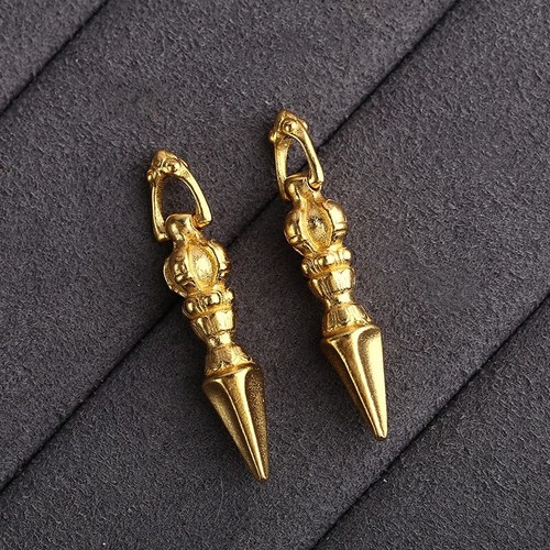 A24 Pendant Buddhist Vajra Ritual Weapon Instrument Gold Plated Silver ...