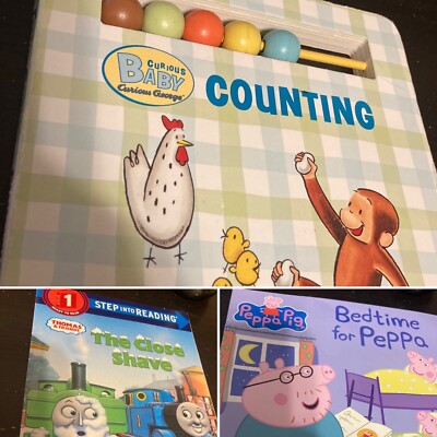 Lot 3 Children's Books Curious George Counting, Thomas Train, Peppa Pig ...