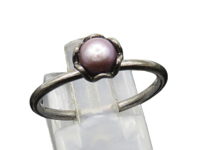 PANDORA 925 Silver Vintage Blue Pearl Dark Tone Band Ring Sz 9 RG20889 ...