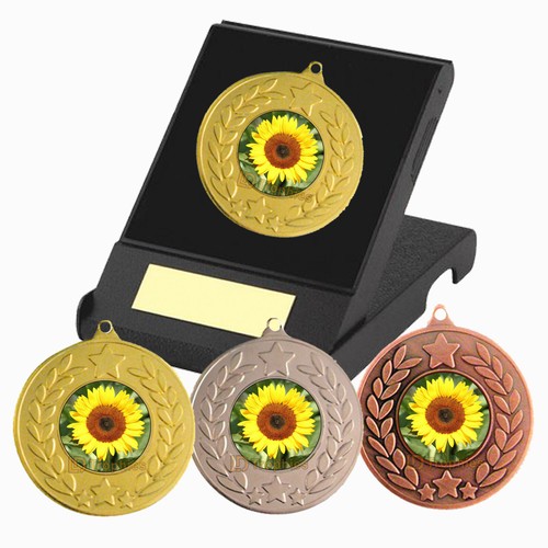 Sunflower Medal in Box, F/Engraving , Gardening Award, Sunflower Trophy ...