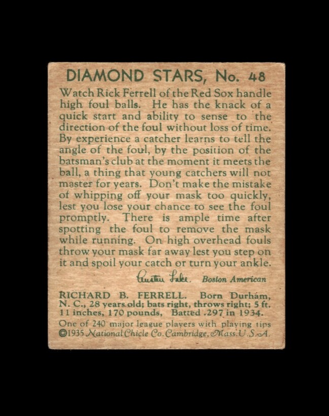 1934-36 Diamond Stars Set-Break # 48 Rick Ferrell VG-VGEX *GMCARDS* | eBay