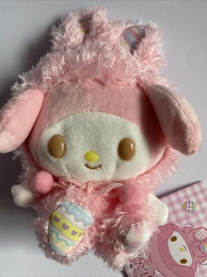 Sanrio Original My Melody Stuffed Plush fluffy Easter rabbit kawaii key ...