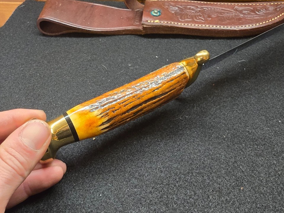Vintage 1965-80 Case XX NICE RED Stag Kodiak Hunter Knife w/Leather ...
