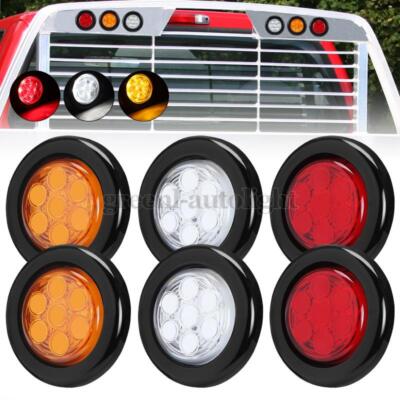 2"Inch 12V Marker Lights LED Truck Trailer Round Side Clearance Lamp ...