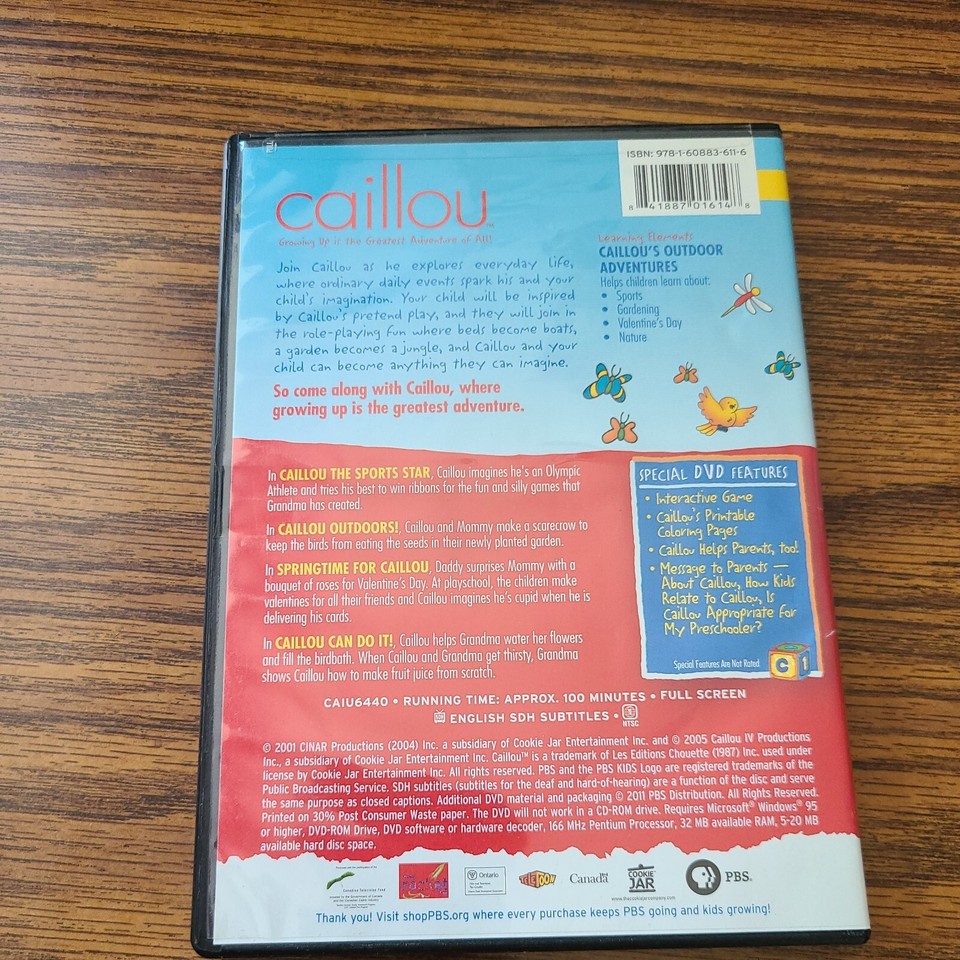 Caillou Caillou's Outdoor Adventures DVD 2012 Childrens PBS Kids Show ...