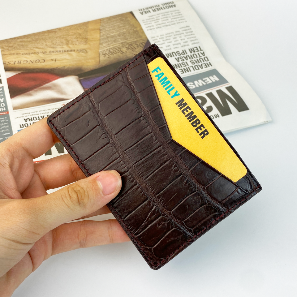 Genuine Crocodile Ostrich Leather Cardholder Double side Skin Bifold ...