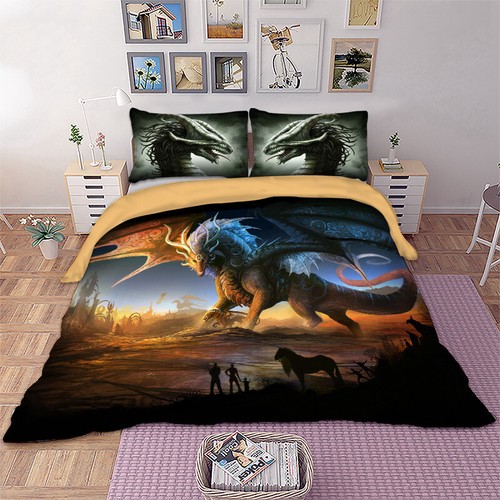 Dragon Doona Quilt Duvet Cover Set Single/Double/Queen/King Size Bed ...