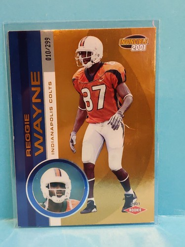2001 Pacific Invincible Reggie Wayne Rookie Card #268 Low Serial 010/ ...
