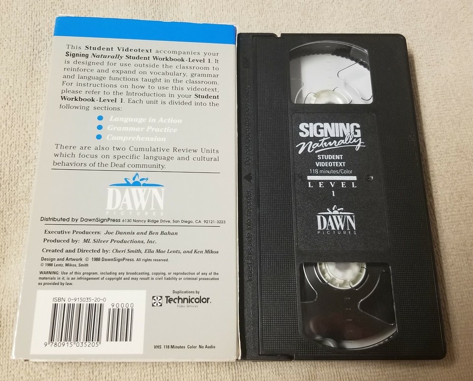 Signing Naturally Student LEVEL 1 VHS Video Tape American Sign Language ...