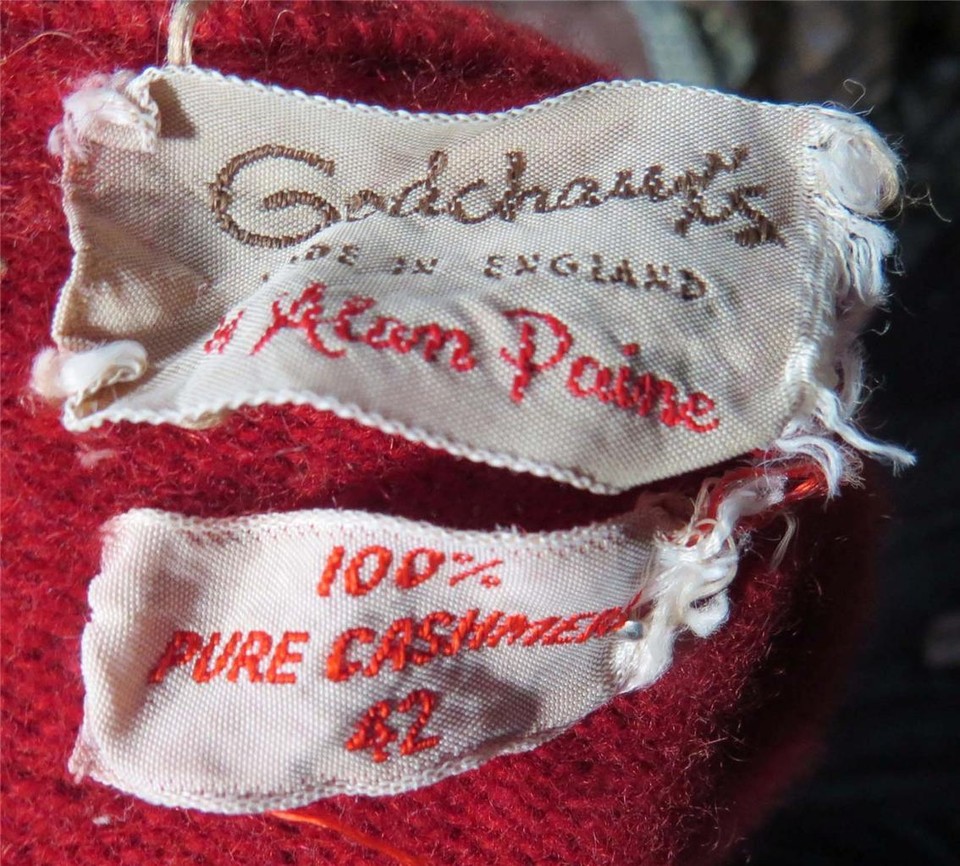 Raro Vintage 600mS Alan Paine Made IN England Rosso Cashmere Maglione ...