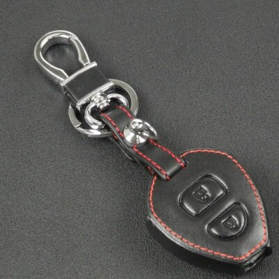 Leather Remote Car Key Fob Case Cover For Toyota Hilux Vitz Prado Aqua ...