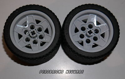 Lego Technic Räder Rad Reifen 56 x 28ZR hellgraue 6-Loch-Felgen NEUWARE ...