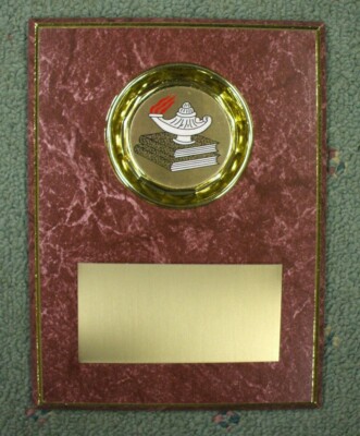 red lamp trophy plaque 6 x 8 ruby with gold trim personalized | eBay