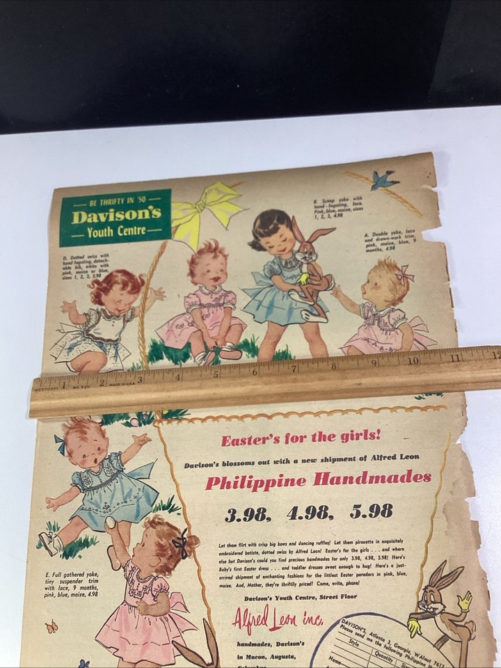 Atlanta GA Print Ad 1950 ATL AJC Davisons Pretty Girls Easter Dress ...