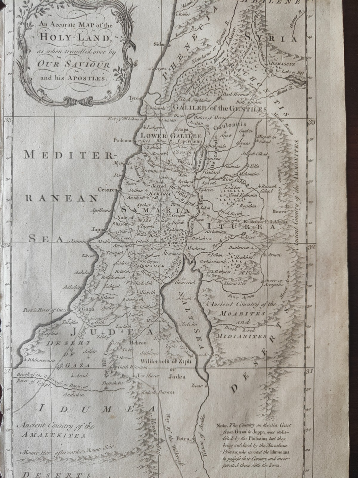 ANTIQUE B/W BIBLICAL MAP -AN ACCURATE MAP OF THE HOLY LAND- 1770 | eBay UK