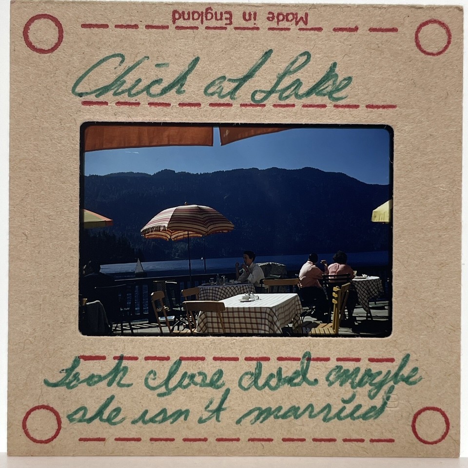 35mm Slide 50s Europe People Enjoying Lunch At The Lake Vtg Red ...