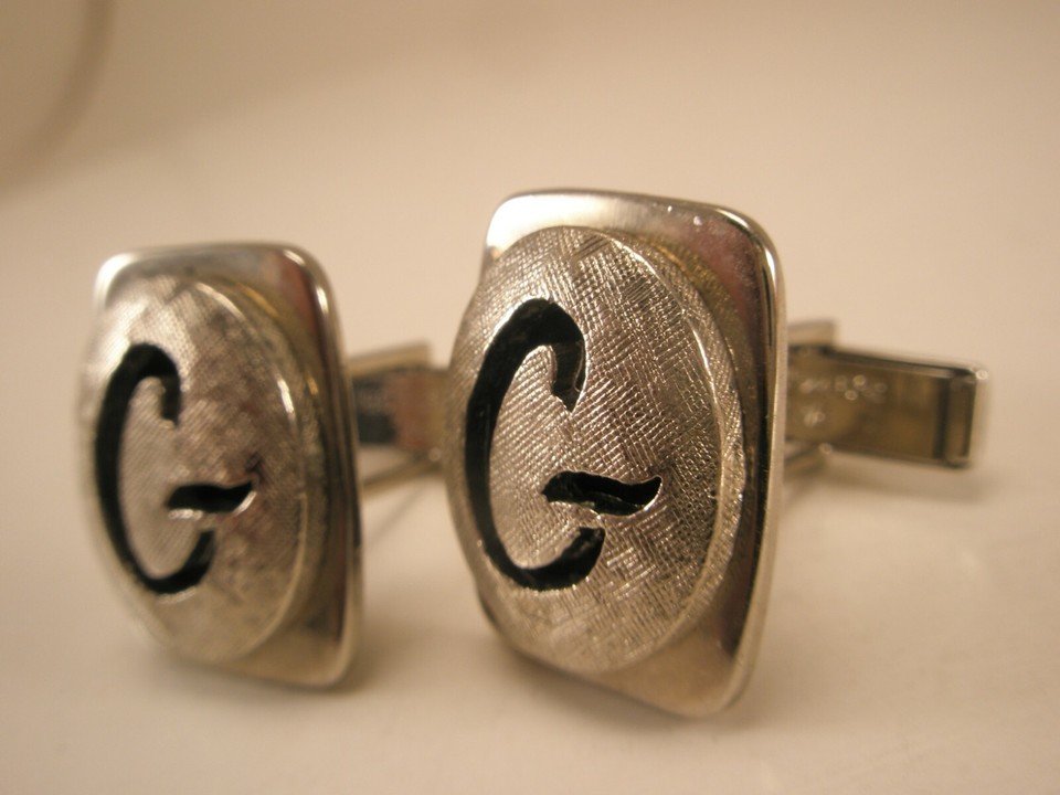 G Initials Name Monogram Letter Vintage Cuff Links george greg geoff ...