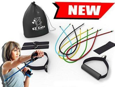EZ CATS Resistance Bands Set with Yellow Handles, Exercise Bands ...