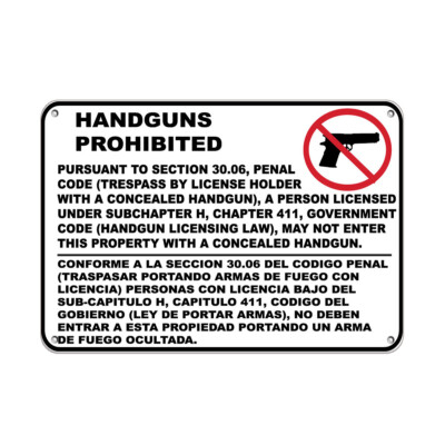 Horizontal Metal Sign Multiple Sizes Handguns Prohibited Pursuant ...