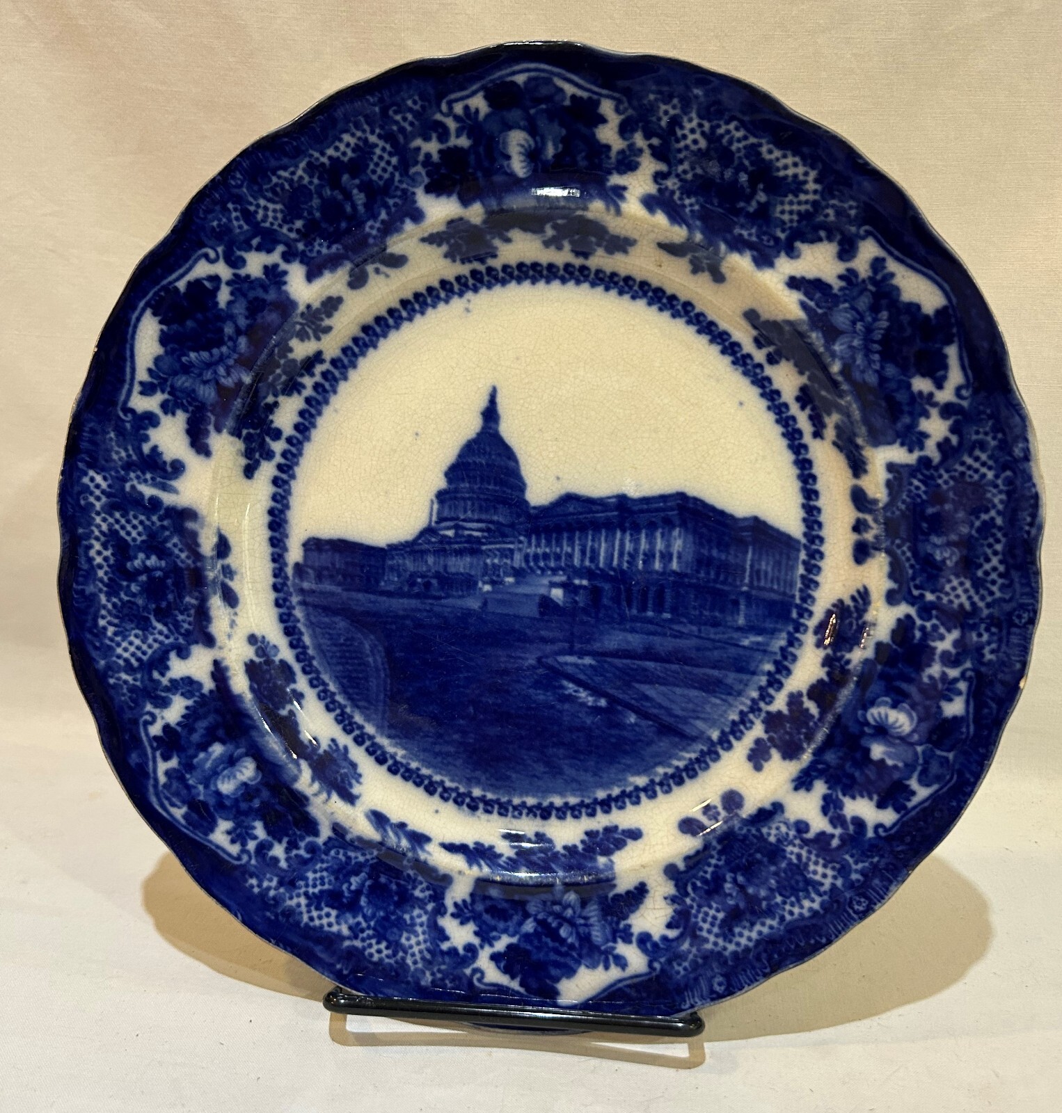 Wm. ADAMS & Co. "U.S. Capital" Flow Blue Plate 10" Made in England | eBay