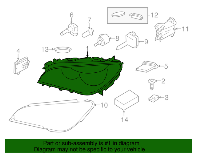 Genuine Passenger Right Headlight Assembly LED Adaptive 63117348500 BMW ...