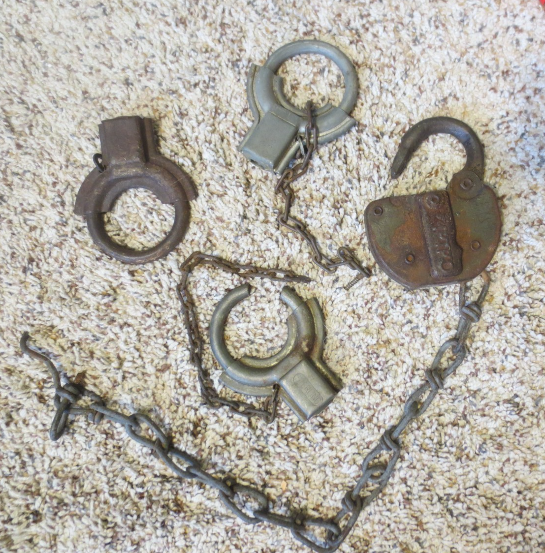 4 Antique Sterling Lock Co padlock's Railroad old gas pump metal Inmate ...