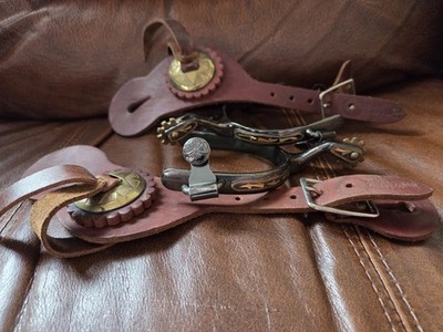 Colorado Saddlery Western Spurs(new). Leather Straps Concho, some Wear ...