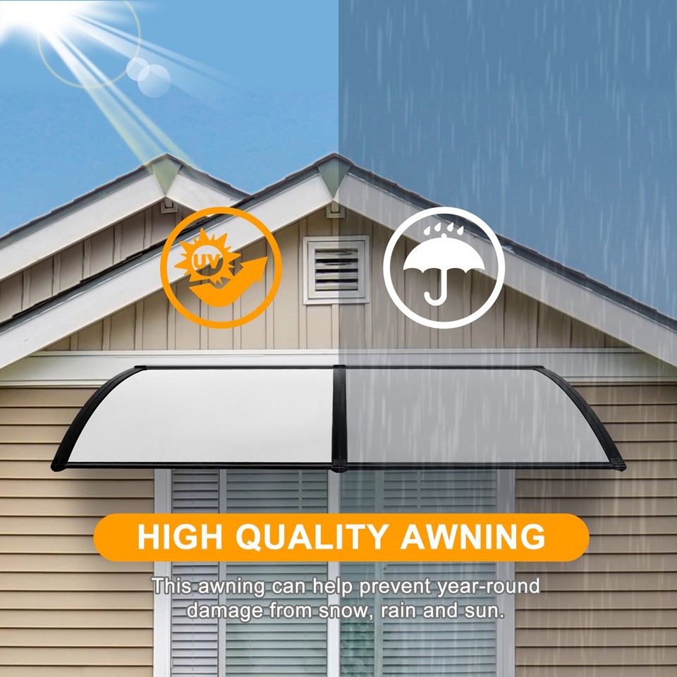 80''x 40'' Polycarbonate Window Canopy Awning Front Door Patio Cover 2 ...