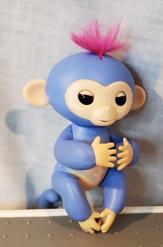 WowWee Fingerlings Interactive Baby Monkey Toy Blue w Pink Hair Tested ...