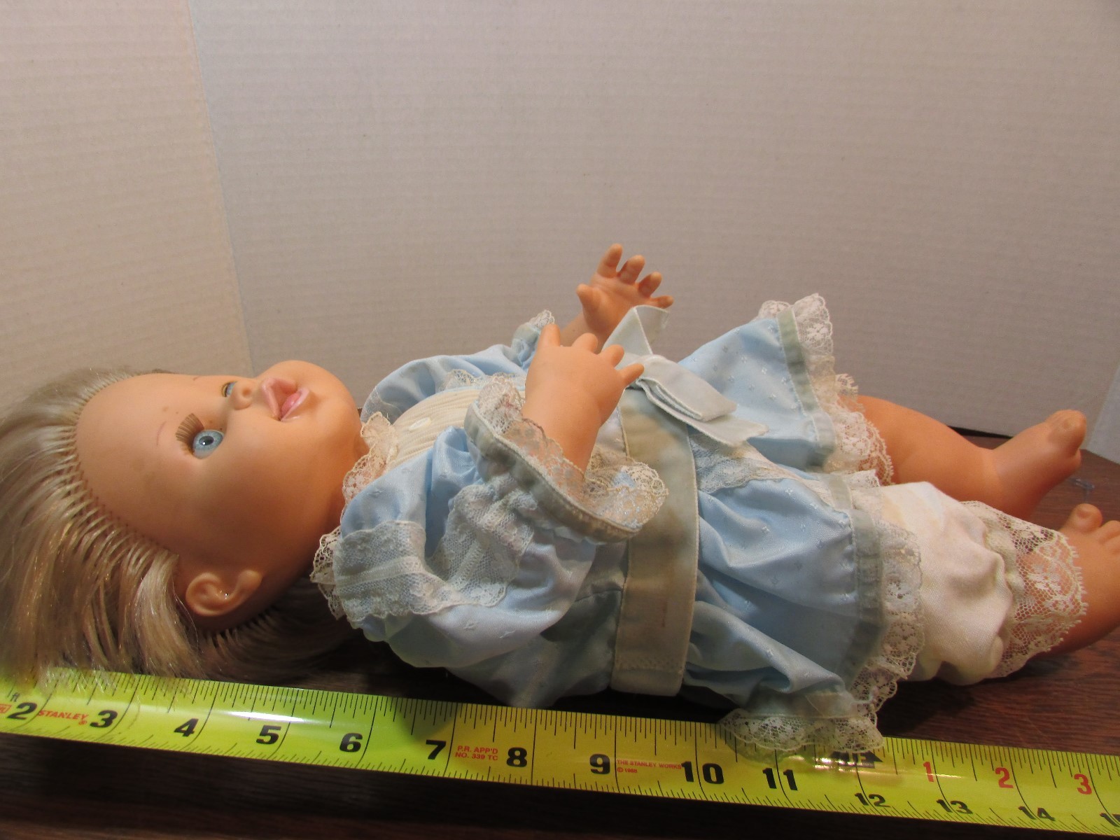 Vintage 15" Tall Baby Doll BLONDE ROOTED HAIR/BLUE Eyes Ideal Rub a Dub ...