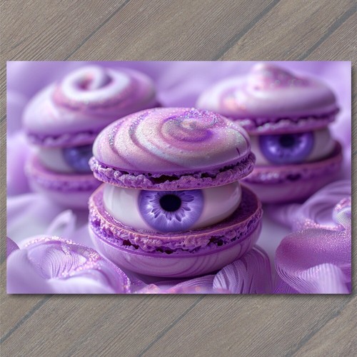 4x6" Macaron Eye Pale Purple Detailed Surreal Unusual Strange Weird ...