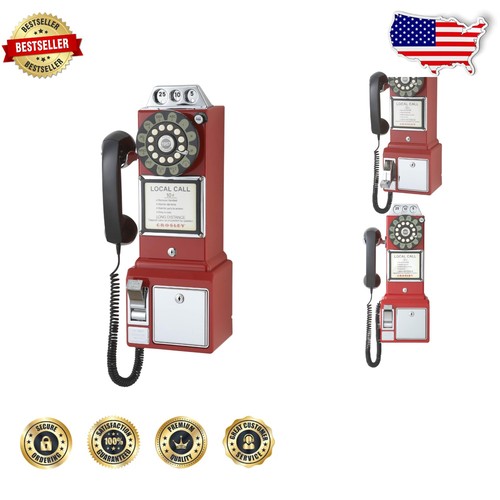 Vintage Red Payphone, 1950s Style, Rotary Push-Button, Metal, Working ...