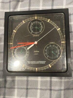 Vintage Black Sunbeam Springfield Quartz Clock & Weather Station ...