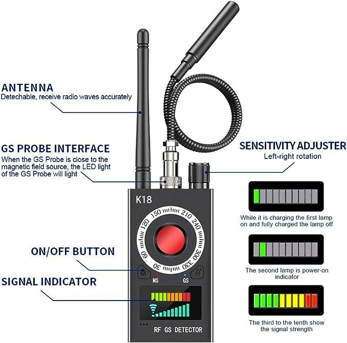 Anti-Spy RF Signal Detector Hidden Camera Bug Finder GSM Audio Tracker ...