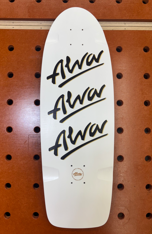 ALVA Tri-Logo Skateboard Deck reissue Black/Gold Tri-Logo on White | eBay