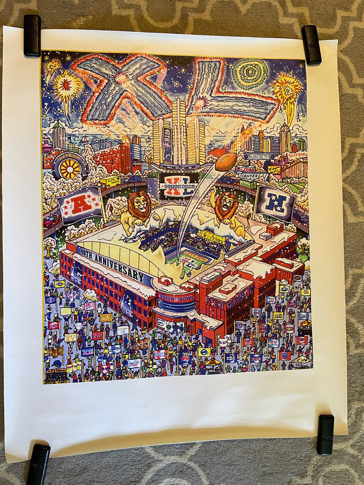 Detroit Charles Fazzino Poster 2008 Detroit Lions Ford Field ...