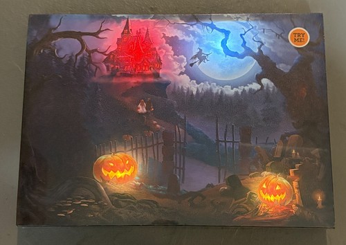 Spooky Haunted House Canvas Wall Art w/LED Lights+Sounds-Halloween ...