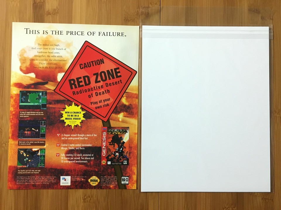 Red Zone Sega Genesis 1994 Vintage Video Game Print Ad/Poster Official ...