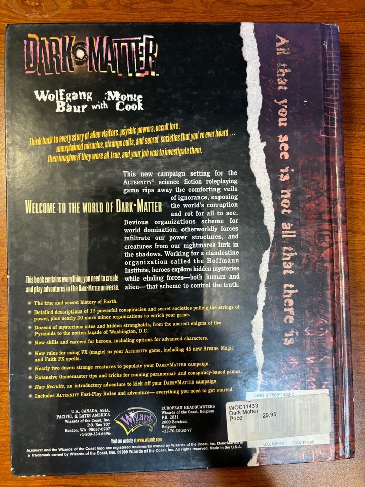 Alternity Dark Matter Campaign Setting Hardcover RPG | eBay