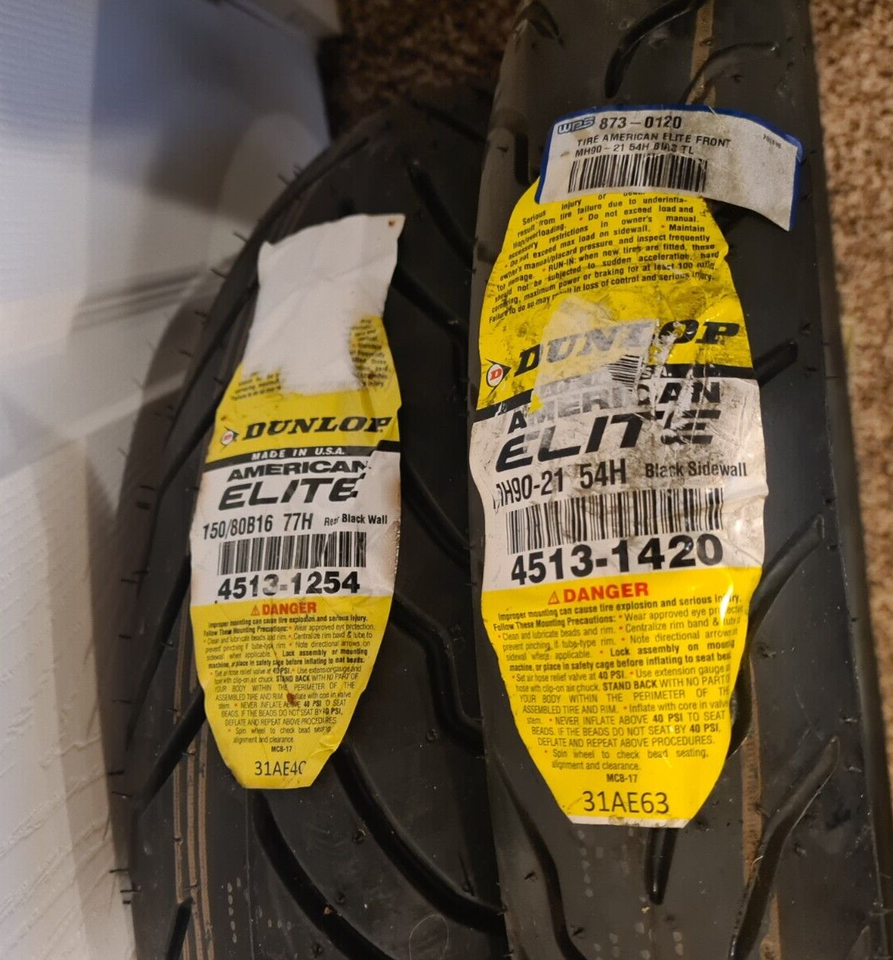 Dunlop American Elite MH90-21 150/80B16 Front & Rear Motorcycle Tires ...