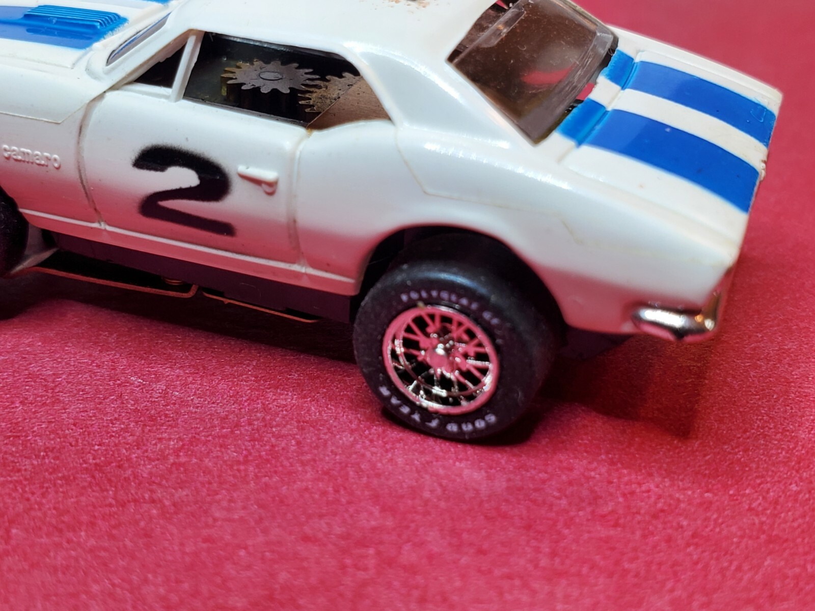 AURORA VINTAGE CAMARO , TJET HO SLOT, AURORA CHASSIS,CHROME RIMS MINTY ...