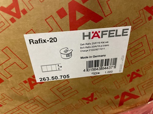 Hafele Rafix 20 SE Flush, without Ridge white 19mm Hafele Part# 263.50. ...