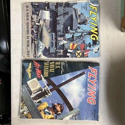 2 Vintage FLYING Magazines Feb 1943 Oct 1944 Special Issue US Naval ...