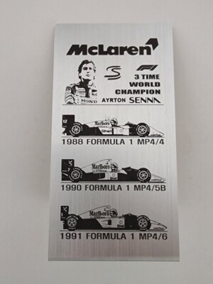 Ayrton Senna McLaren F1 3 time World Champion Engraved Artwork Metal ...